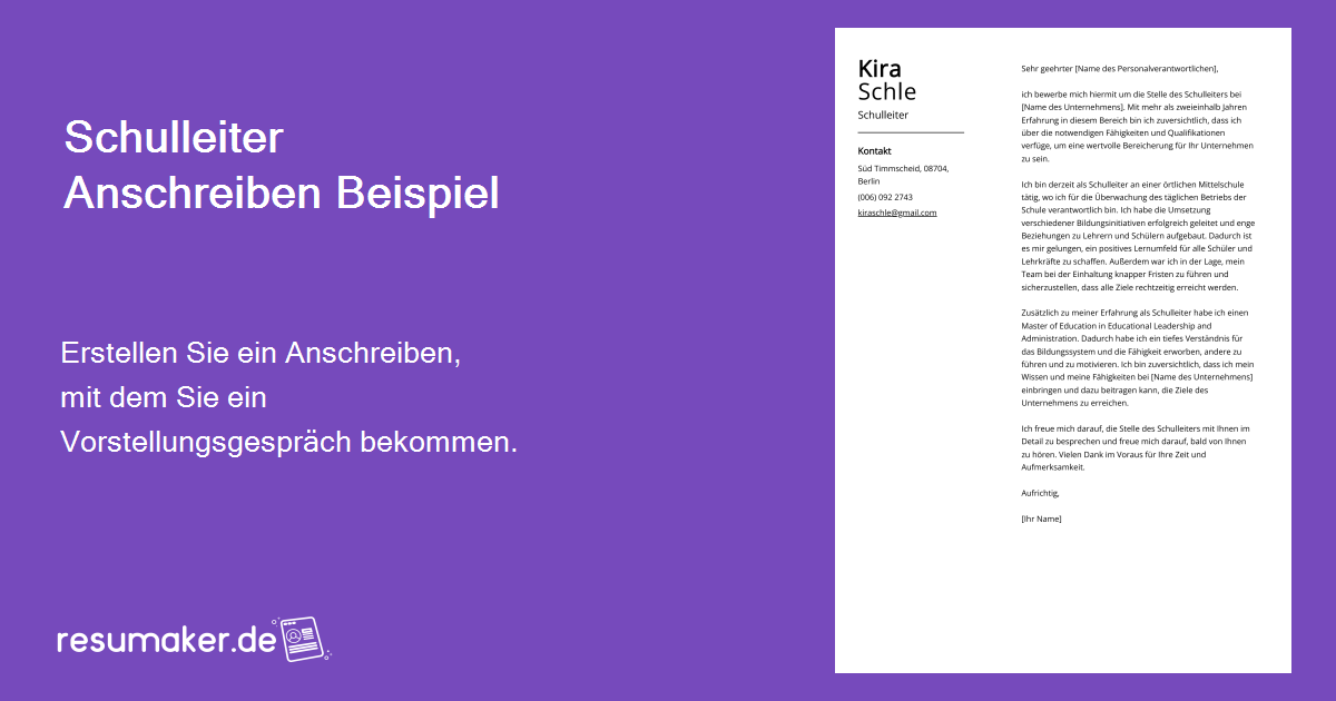 Schulleiter Anschreiben Beispiele (Vorlage & 20+ Tipps)