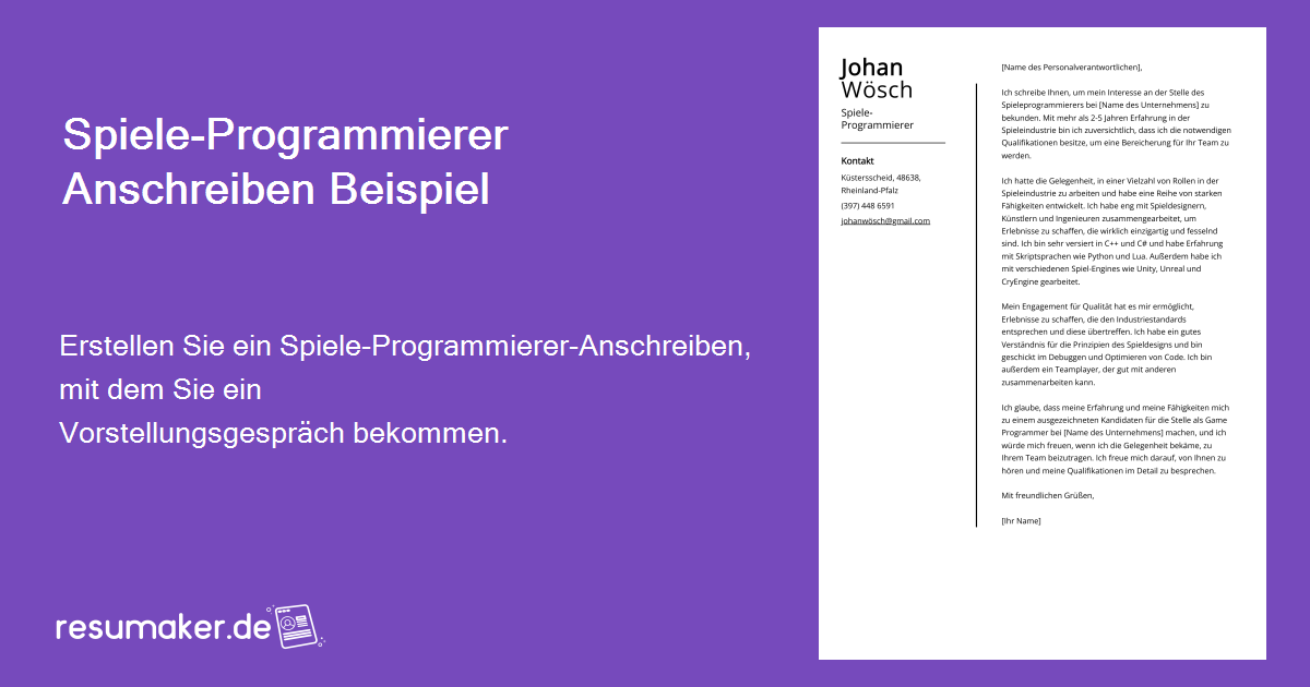 Anschreiben Spiele-Programmierer: Muster & Leitfaden (Einstiegs- und ...