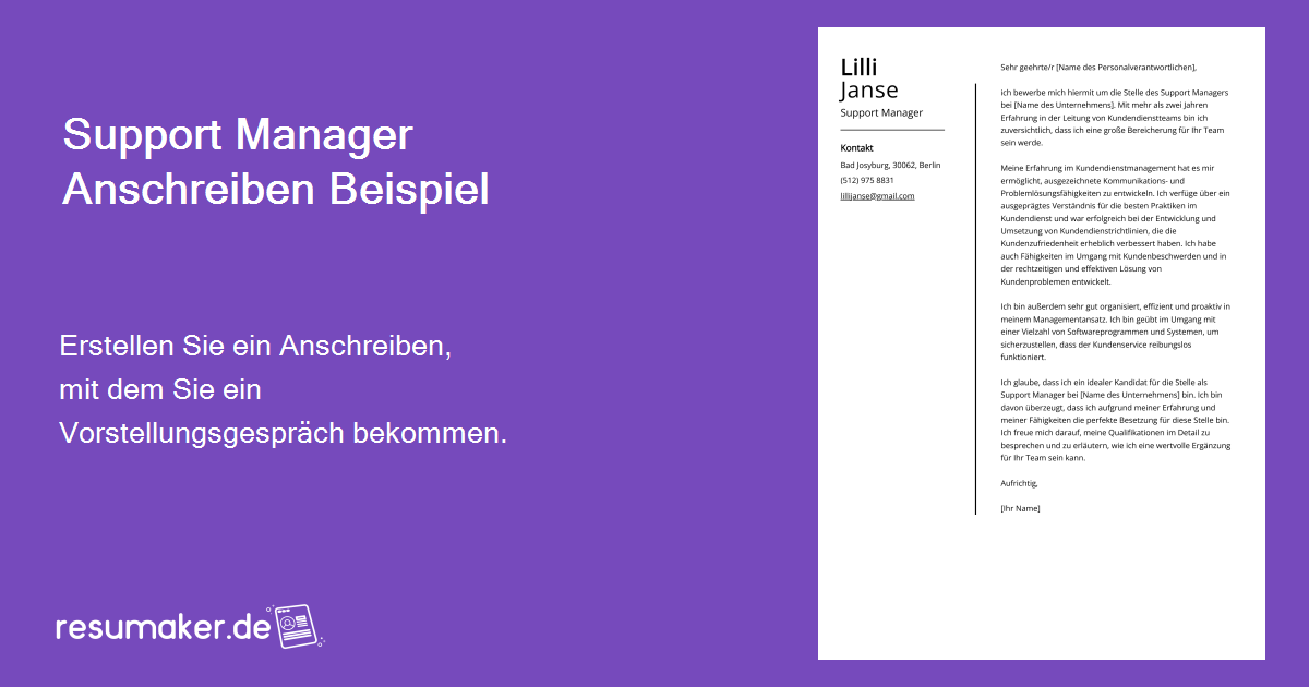 Support Manager Anschreiben Beispiele (Vorlage & 20+ Tipps)