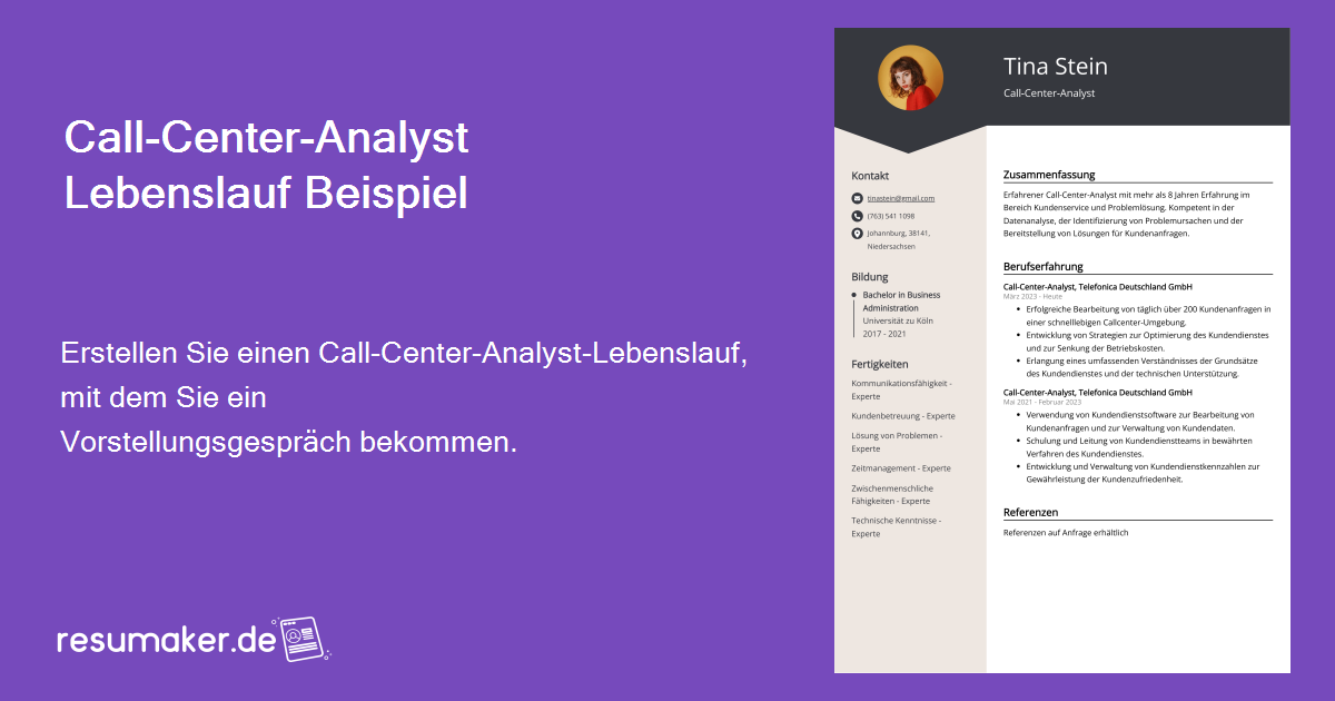 Call Center Analyst Lebenslauf Beispiel (Kostenloser Leitfaden)