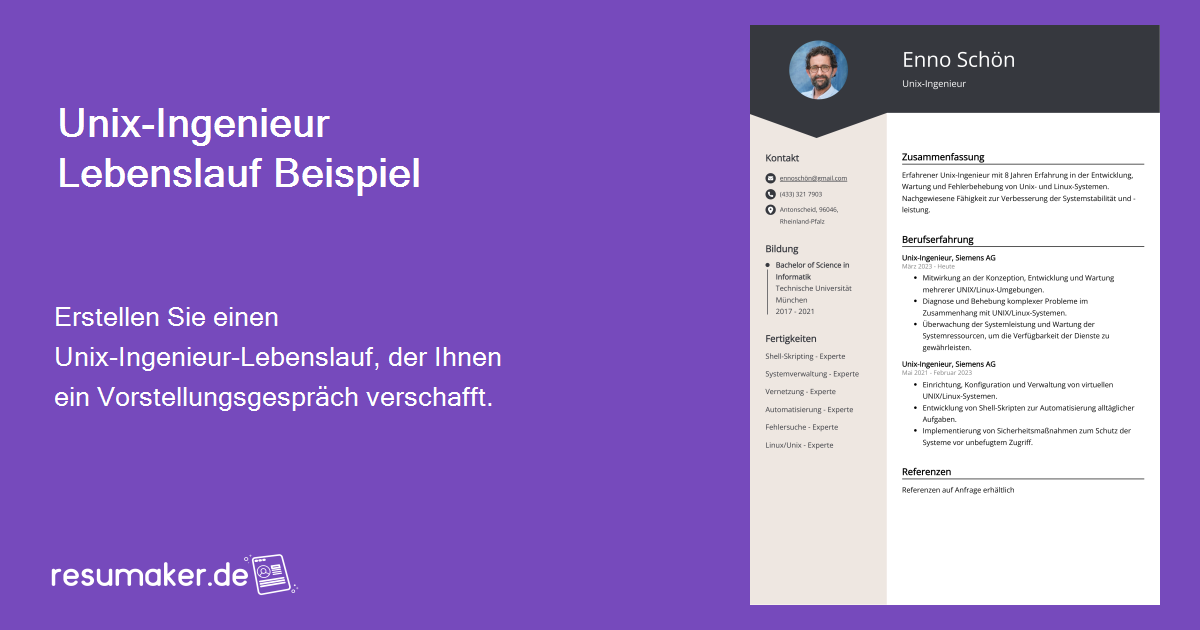 Unix-Ingenieur Lebenslauf Beispiele & Leitfaden